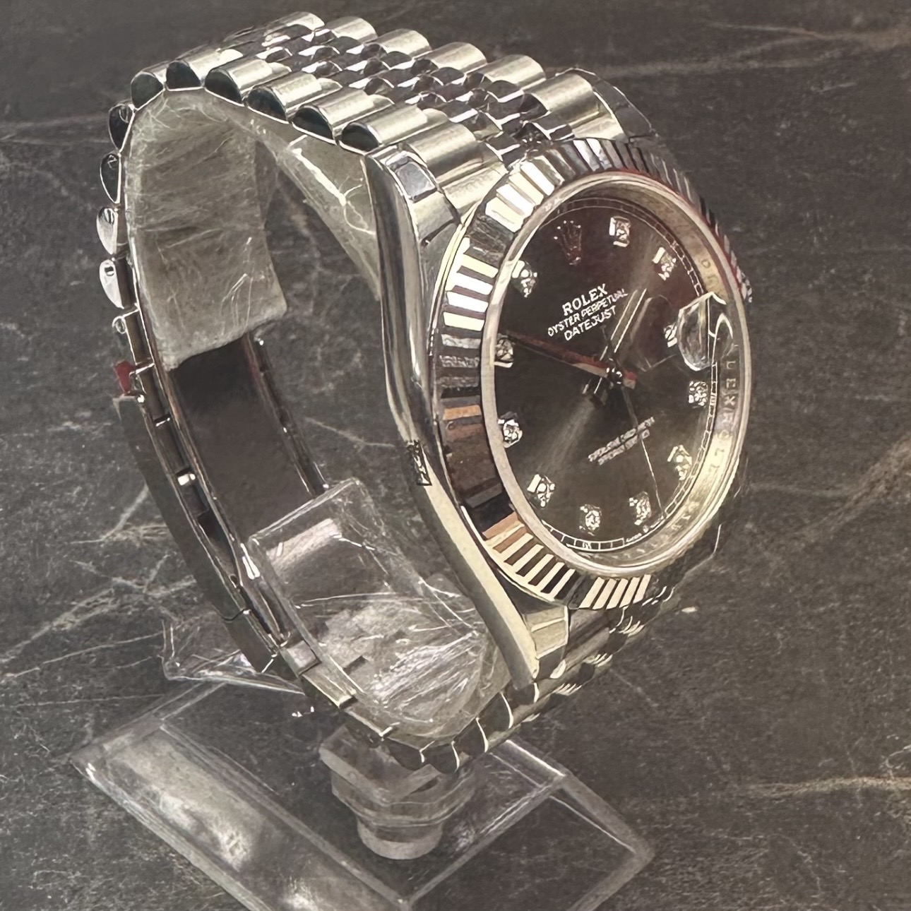 Rolex Datejust 41 Steel & White Gold Rhodium Diamond Dial - 126334 ...