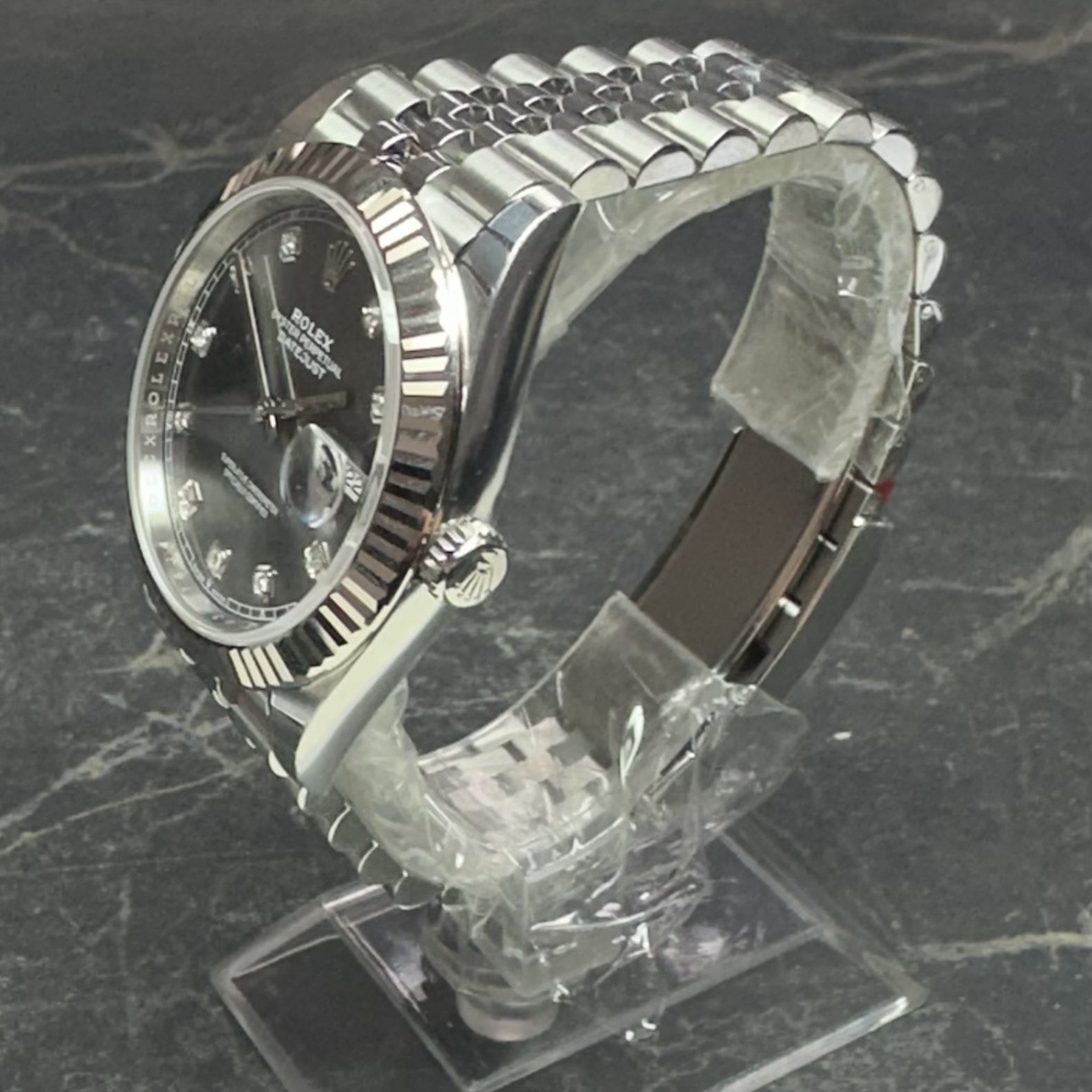 Rolex Datejust 41 Steel & White Gold Rhodium Diamond Dial - 126334 ...